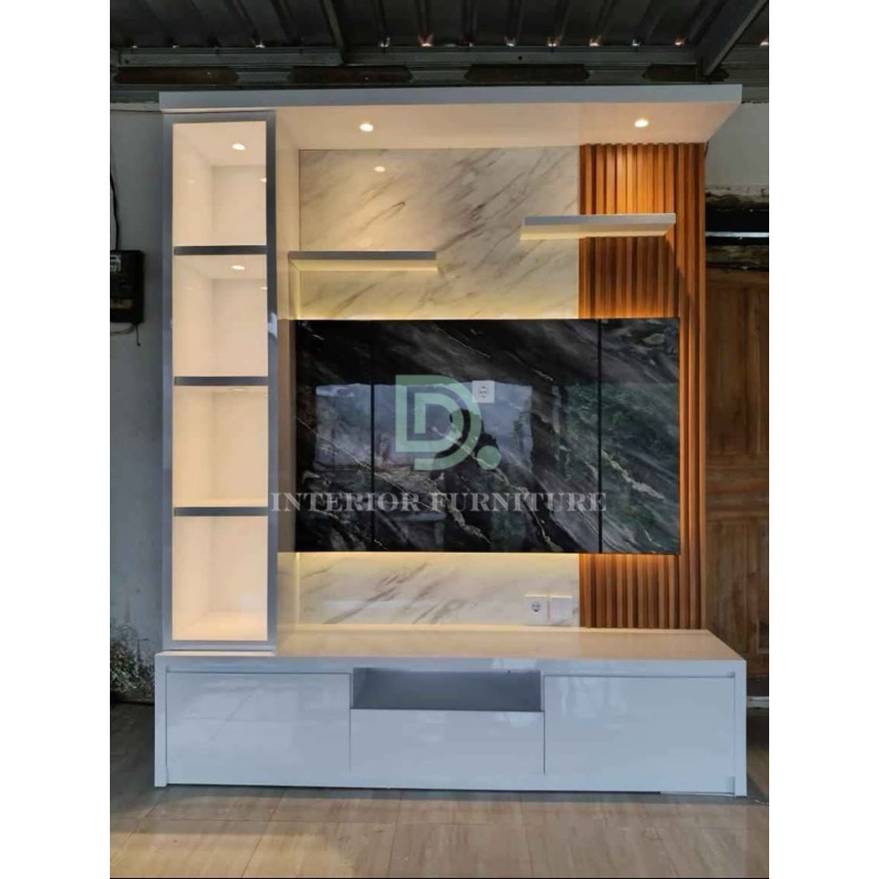 Jual backdrop tv / rak tv / partisi hpl minimalis jepara | Shopee Indonesia