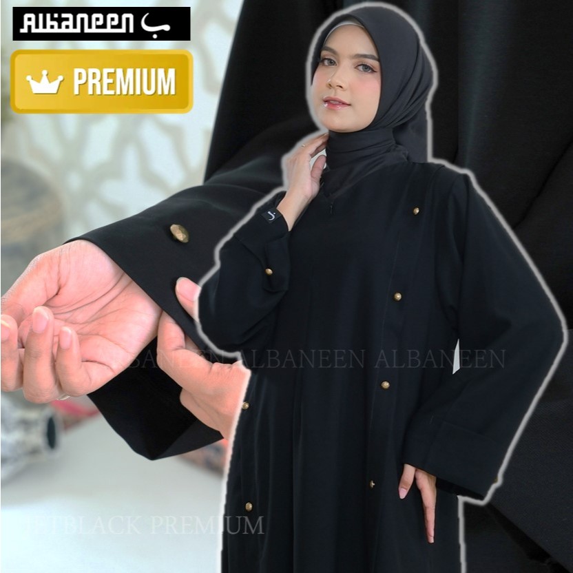 Jual [NEW ABAYA CANTIK 2025] Abaya Jetblack Premium Moana Dress | Gamis hitam polos wanita mewah ...