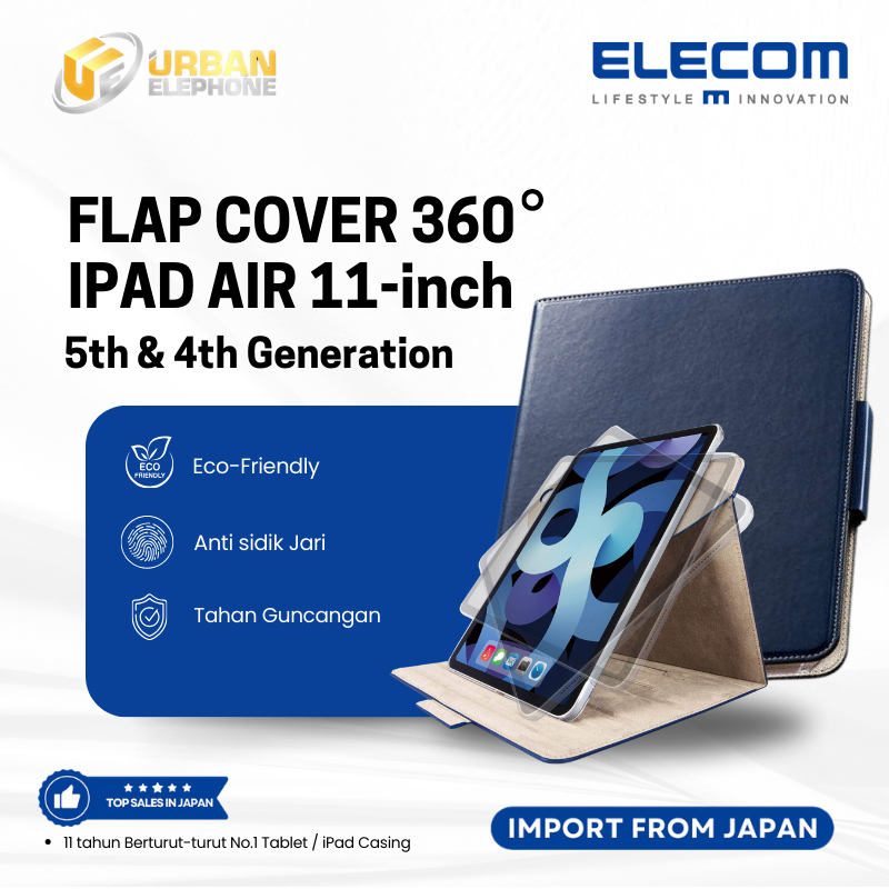 Jual Elecom Case iPad Air M2 5th & 4th Generation Flap Case iPad 360 ...