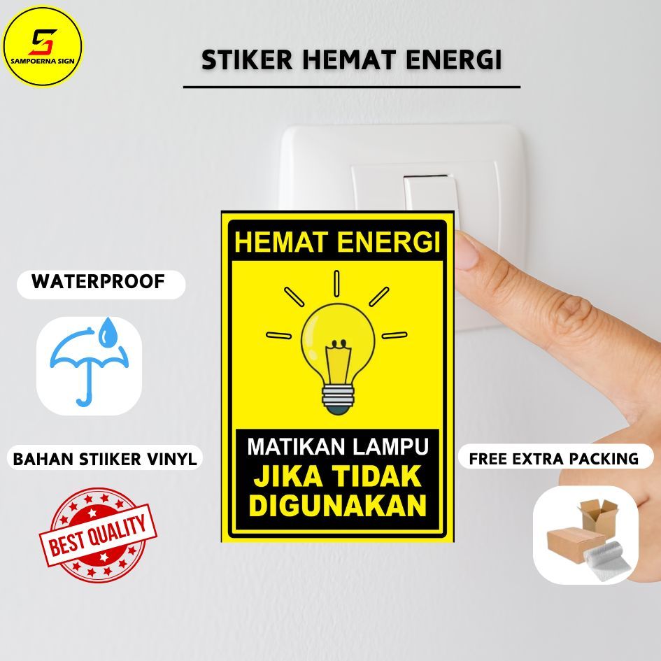 Jual Sticker Matikan Lampu / Sticker Harap Matmatikan Lampu / Sticker Hemat Energi / Sticker ...