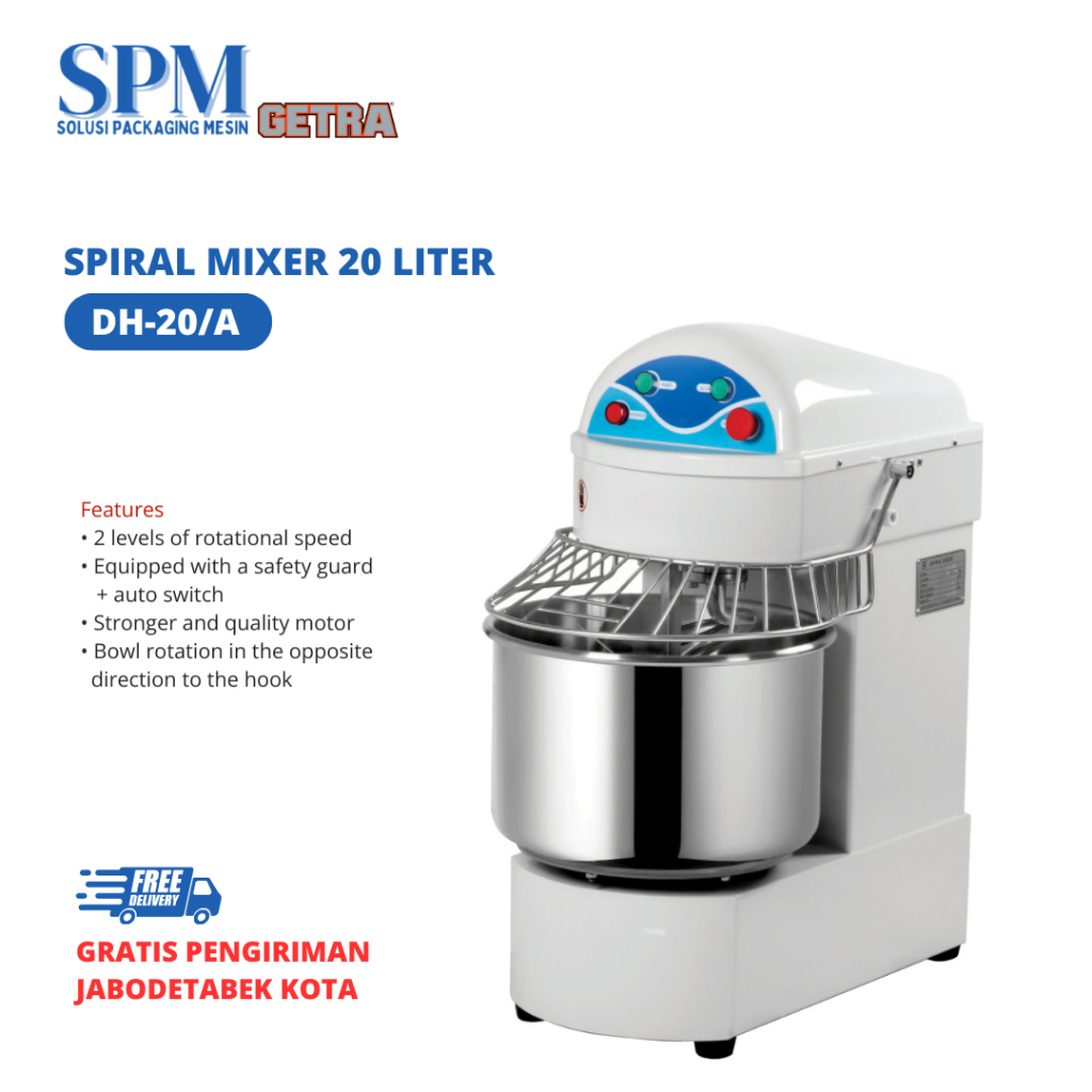 Jual Spiral Mixer 20 Liter Getra DH 20A Mixer Adonan Kapasitas Besar DH ...