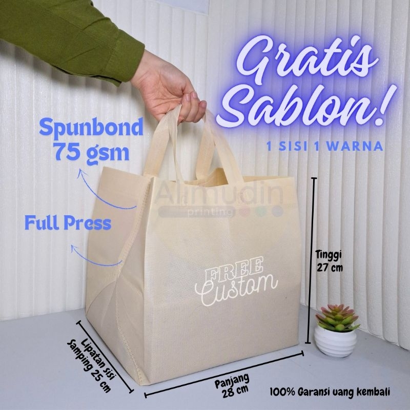 Jual Goodie Bag 28 x 25 x 27 ( Box 25x25 ) Tas Spunbond Handle Box Auto ...