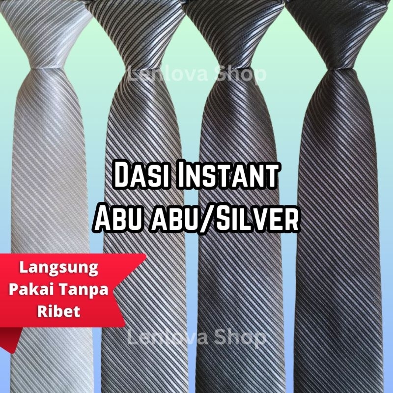 Jual Dasi Instant Abu abu/Silver Polos Salur Formal/Kerja/Pernikahan ...