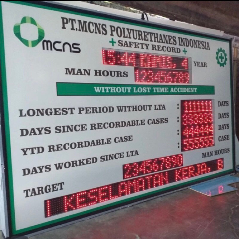 Jual Papan Safety Performance Board Keselamatan Kerja Digital Angka ...