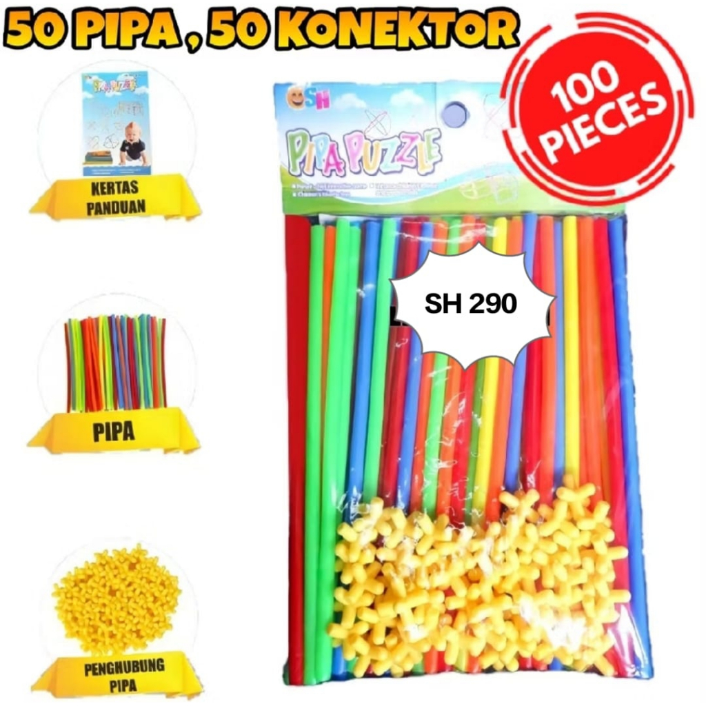Jual Magic Straws Mainan Anak Pipa Puzzle 100 PCS / Mainan Anak Sedotan ...