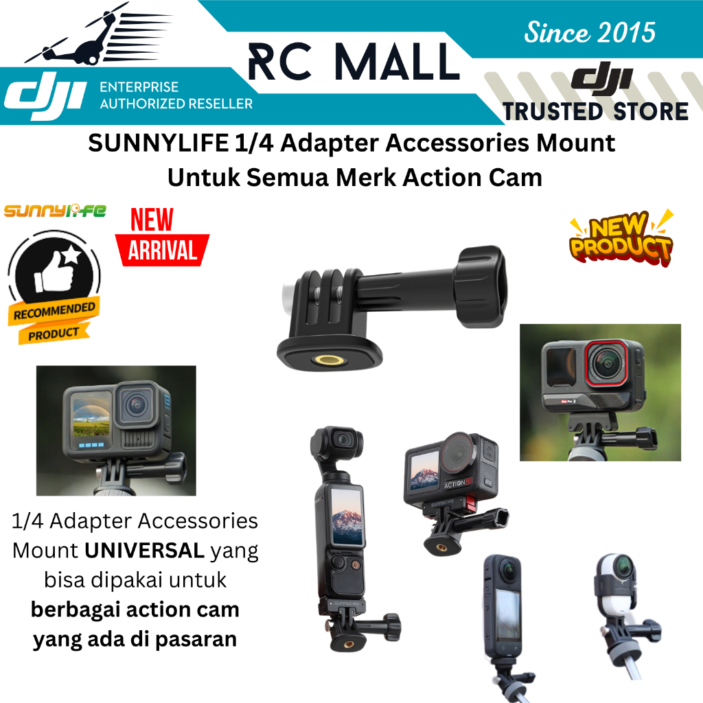 Jual 1/4 Adapter Universal DJI Osmo Action 5 Pro Accessories Mounting Base Tripod Mount Tongsis ...