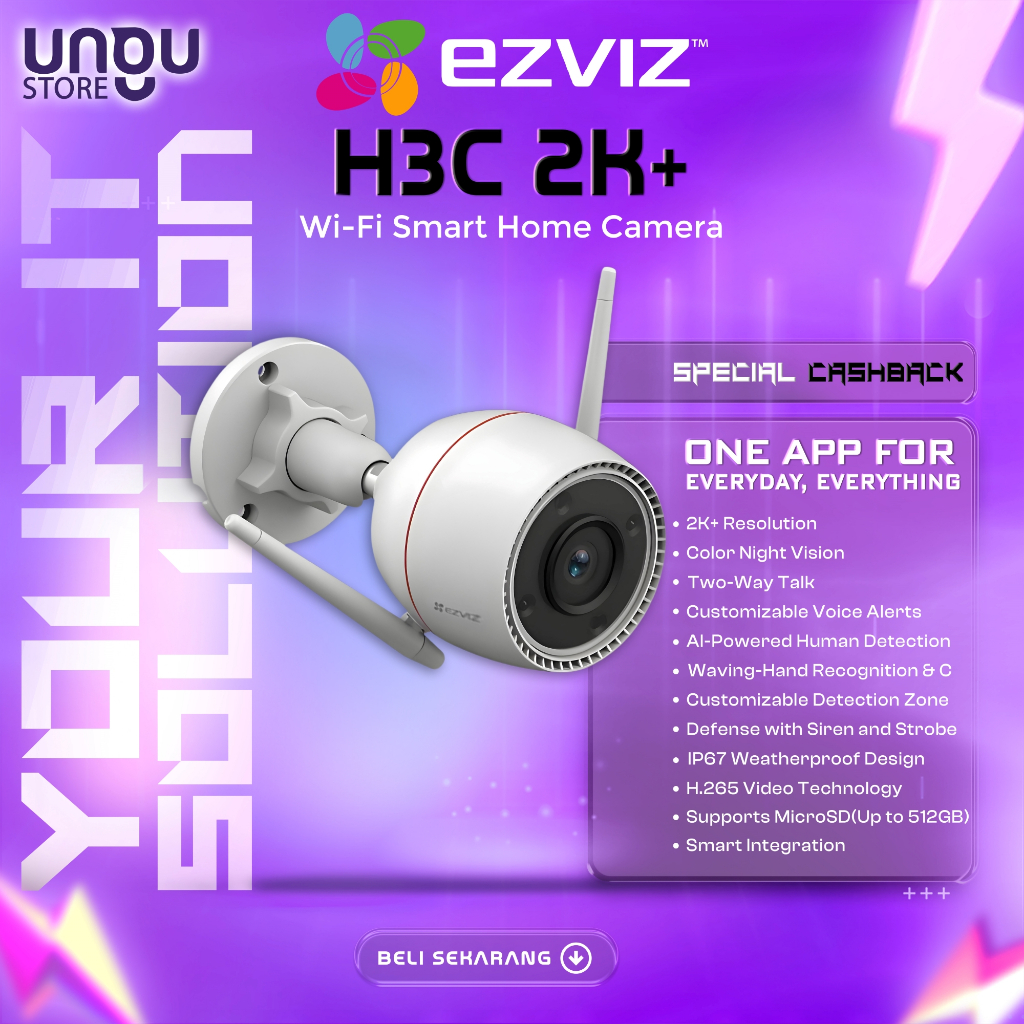 Jual EZVIZ H3C 4MP Kamera Outdoor WiFi IP Camera H.265 Smart Home ...