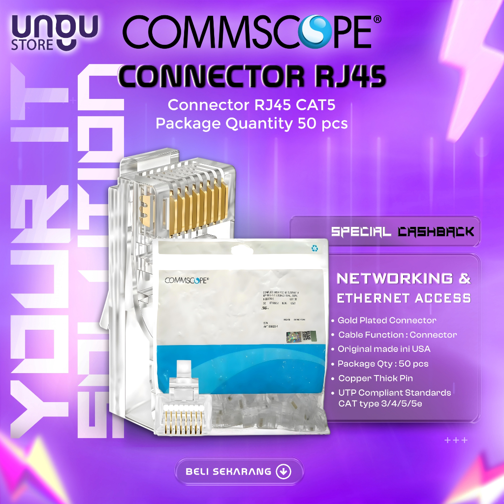 Jual Connector RJ45 COMMSCOPE Adapter Konektor Kabel LAN RJ45 UTP Cat5e ...