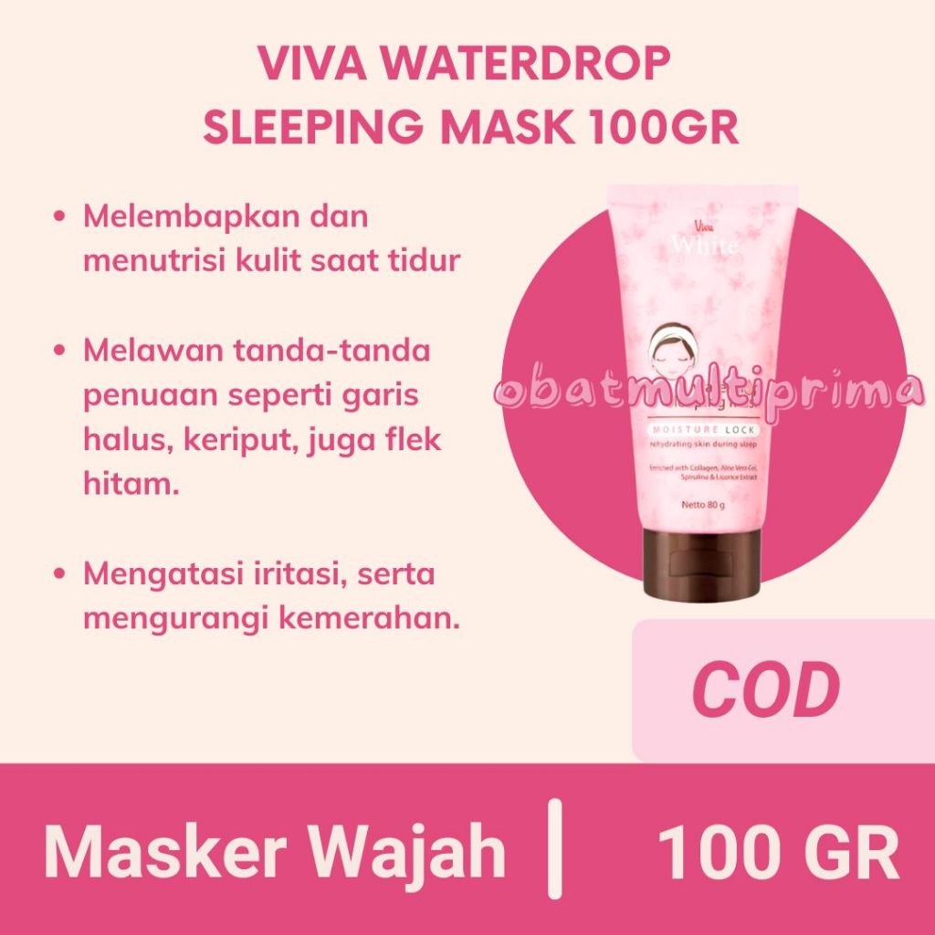 Jual Viva Waterdrop Sleeping Mask / Collagen Spirulina Night Face Mask ...