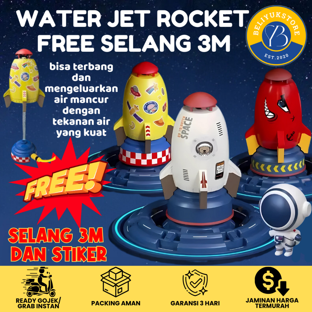Jual Mainan Roket Air Water Jet Sprinkler Free Selang 3M Roket Berputar ...