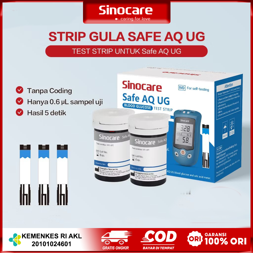 Jual Sinocare Safe AQ UG Strip Uji Alat Tes Gula Darah | Shopee Indonesia