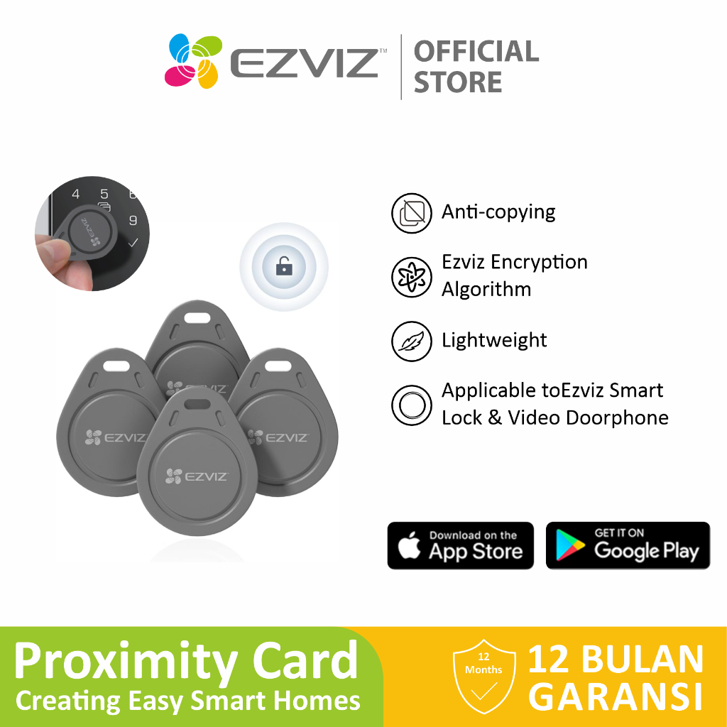 Jual Ezviz DL-R200 Smart Home RFID Proximity Card (4pcs) Door Lock ...