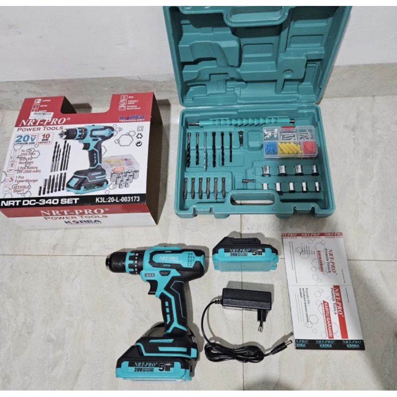 Jual Mesin Bor Baterai NRT-PRO NRT DC-340 SET Cordless Drill Set ...