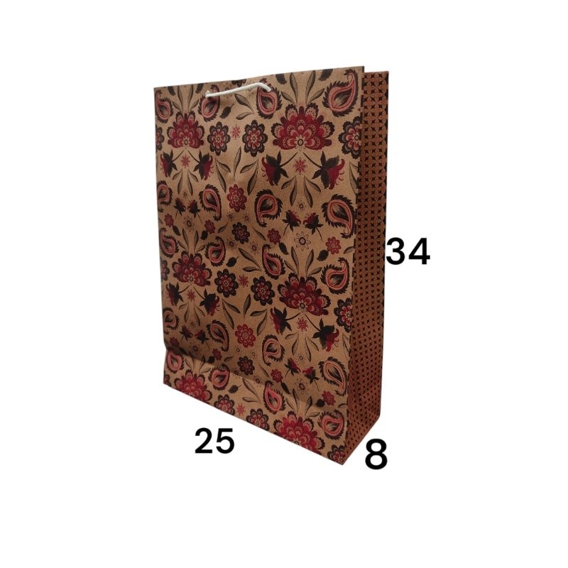 Jual paperbag batik folio motif bunga ukuran 25x34x8 isi 12 pcs ...
