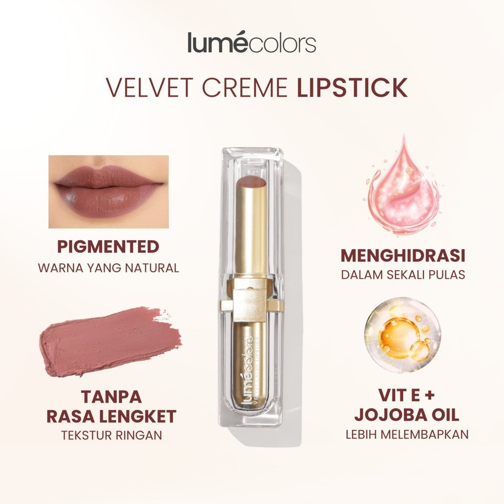 Jual VELVET CREME LIPSTICK 4g - Available in 3 colors dan bertahan 12 ...