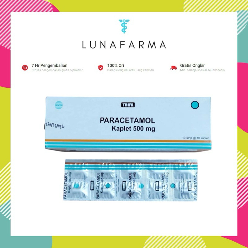 Jual Trifa - Paracetamol Kaplet 500 mg - Obat Pereda Nyeri, Demam ...
