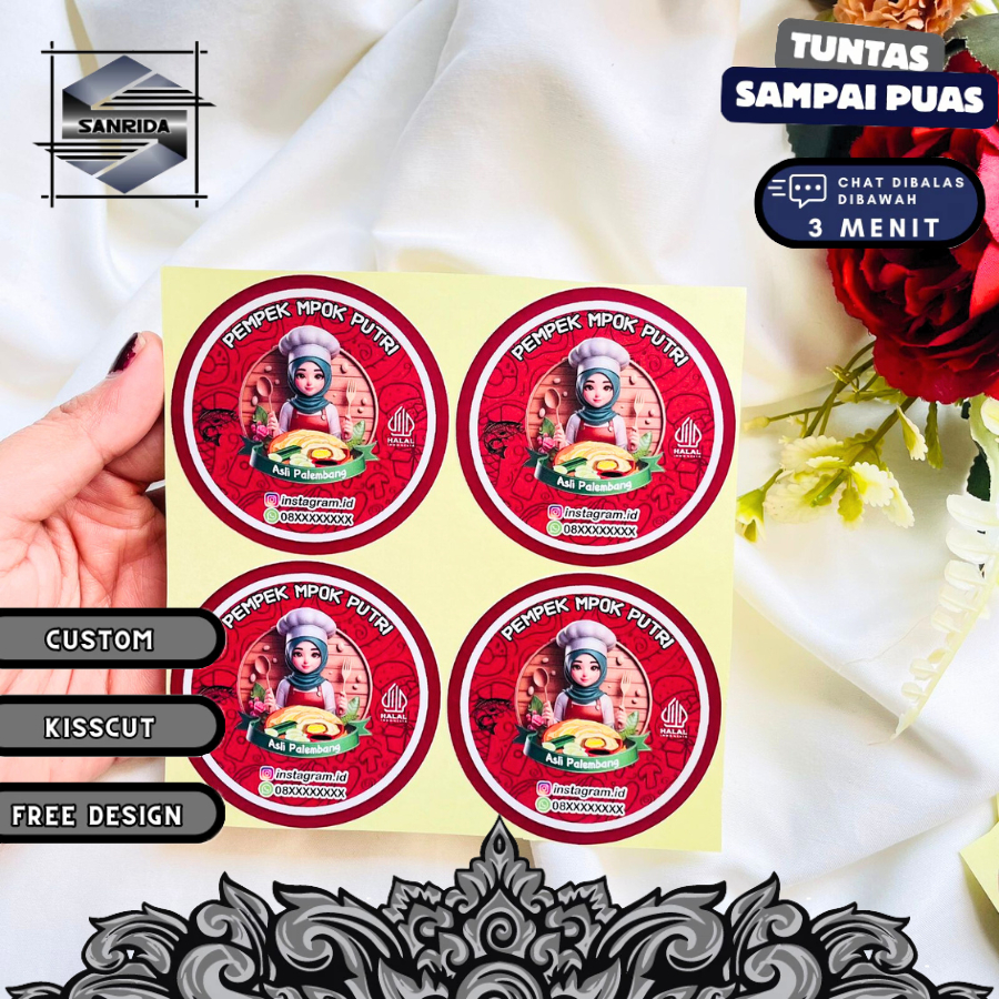 Jual 9-15 Cetak Sticker Makanan Pempek Chromo Bulat Free Desain Sanrida ...