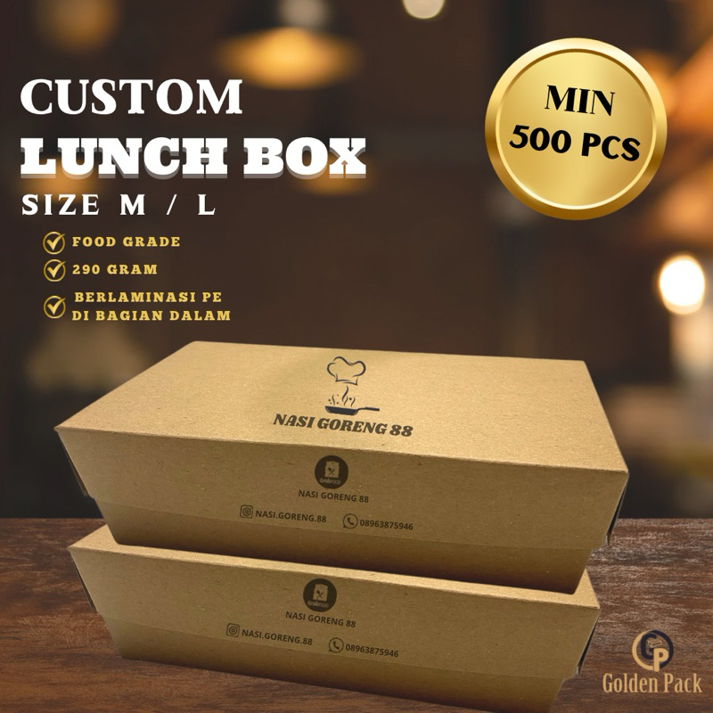 Jual {CUSTOM CETAK 1 WARNA}Paper Lunch Box Kraft PE 290 Gram || free ...