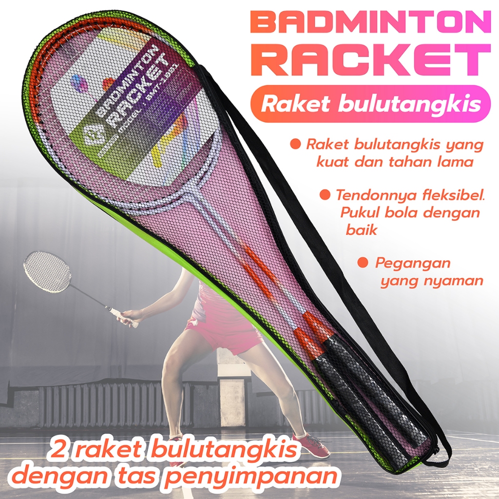 Jual BG SPORT Raket Badminton Bulu Tangkis Termasuk Senar 1 Set Isi 2 ...