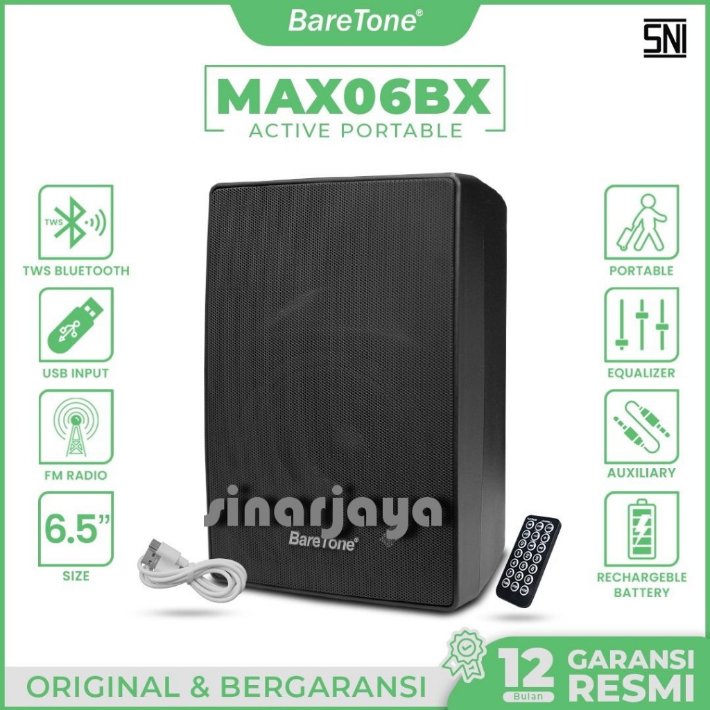 Jual Speaker Portable Active 6 Inch BareTone MAX06BX Bluetooth [ New ...