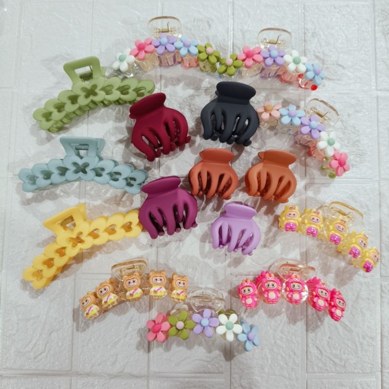 Jual jepit rambut / jepitan salon rambut aneka motif dan warna isi 12 ...