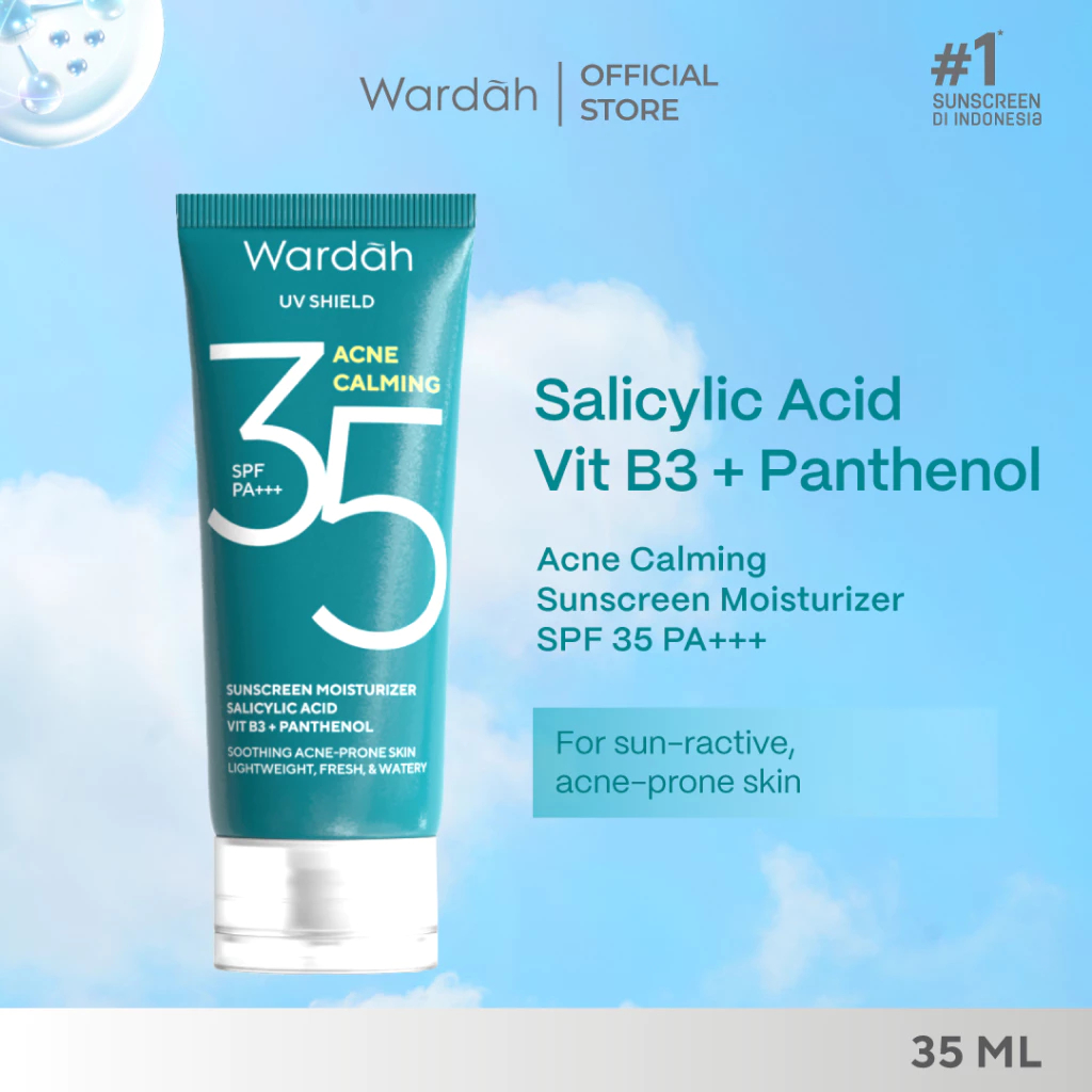 Jual NEW Wardah UV Shield Acne Calming Sunscreen Moisturizer SPF 35 PA+++ untuk komedo, jerawat ...