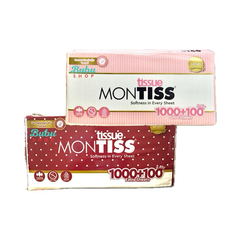 Jual tisu tissue montiss kiloan / 1000 +100 sheets 2ply (1PCS) clean ...