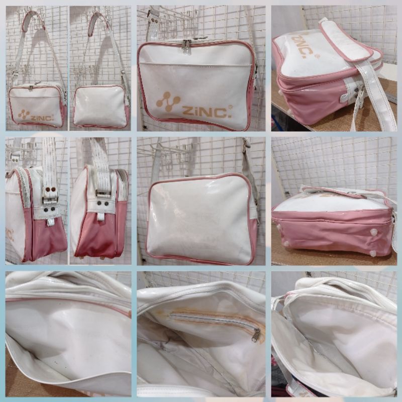 Jual ZINC bag-pink & white - preloved - 13x38cm tinggi 28cm | Shopee ...