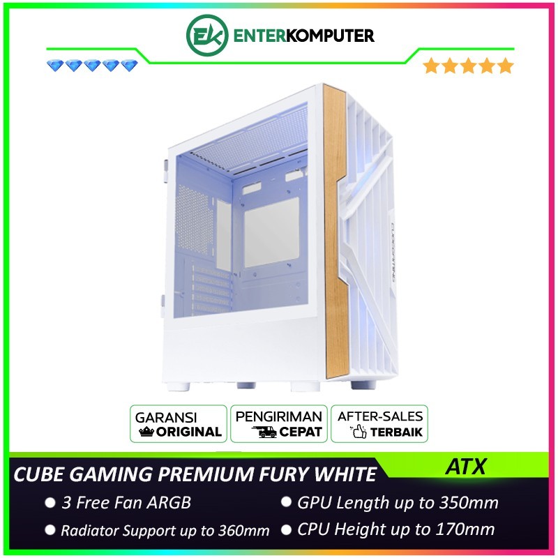 Jual CUBE GAMING PREMIUM FURY WHITE - ATX Gaming Case - All White ...