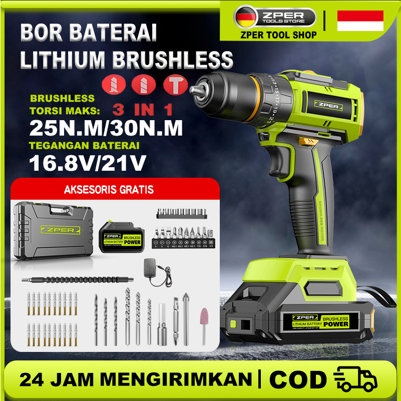 Jual ZPER Mesin Bor 3in1 Cordless Impact Drill Multifunction bor ...