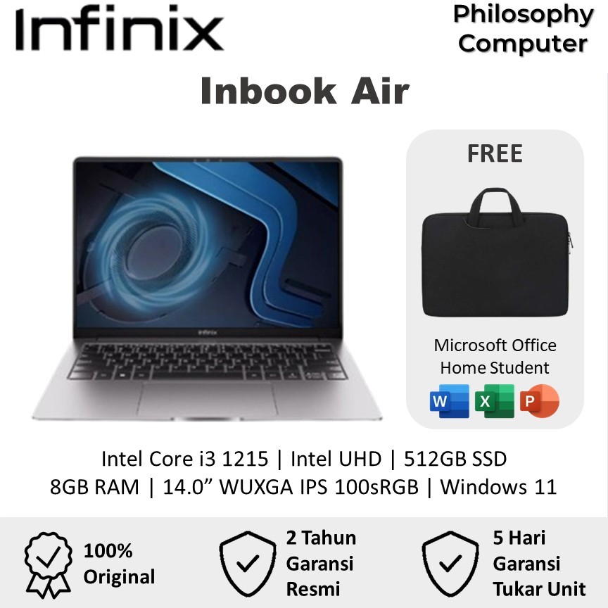 Jual Laptop Infinix Inbook Air Intel Core i3-1215 8GB 512GB 14.0" WUXGA ...