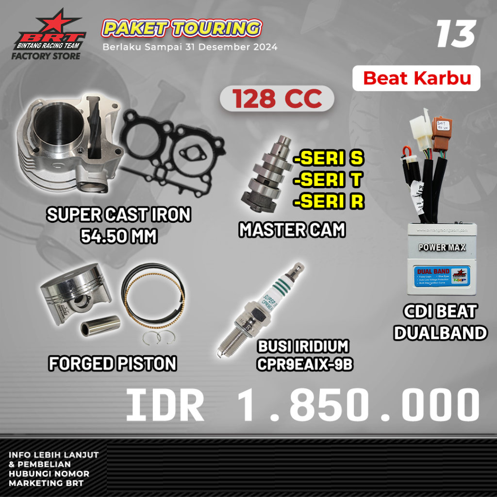 Jual PAKET TOURING 13 BEAT KARBU BRT - BLOCK CAST IRON PISTON 54.50 MM ...