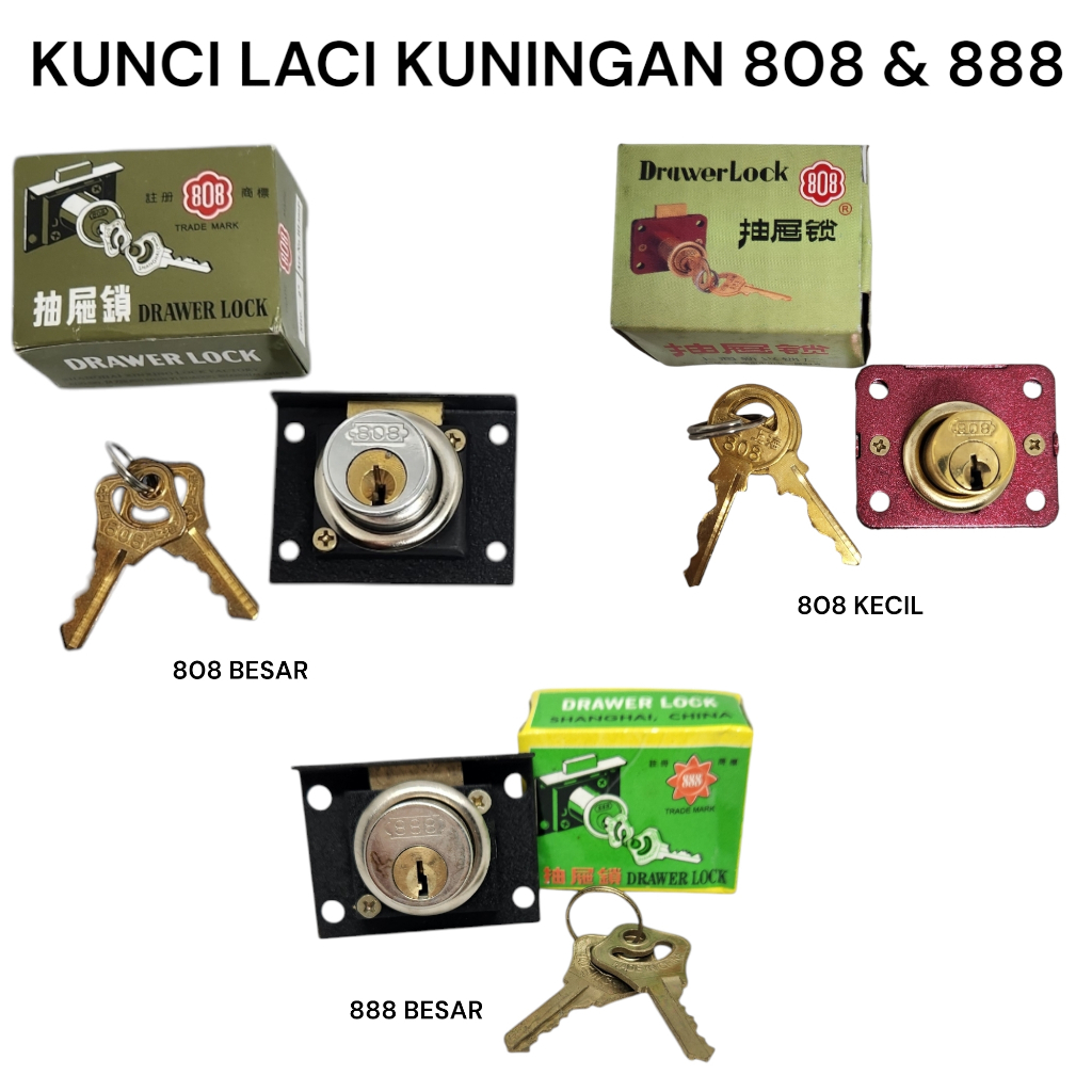 Jual 808 ORIGINAL Kunci Laci 808 BESAR KECIL/ Kunci Drawer 888/ Drawer ...