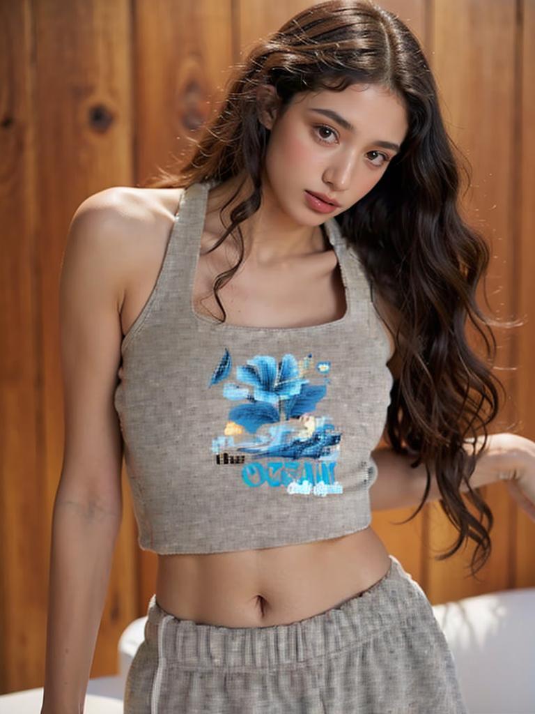 Jual 99kOUTLET Women Crop Tank Top Square Neck Sleeveless Printed 7460 ...