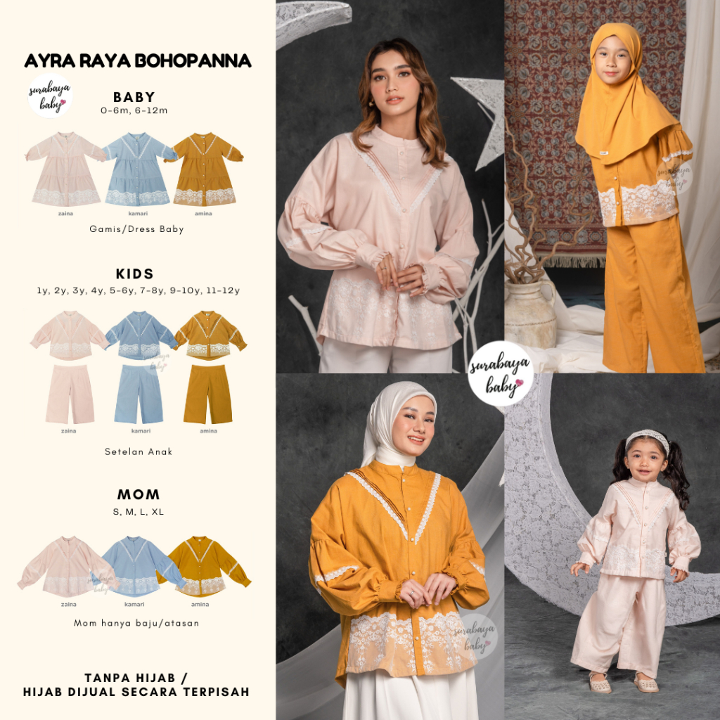 Jual AYRA BABY/ AYRA SET/ AYRA MOM BAJU RAYA COLLECTION BOHOPANNA ...