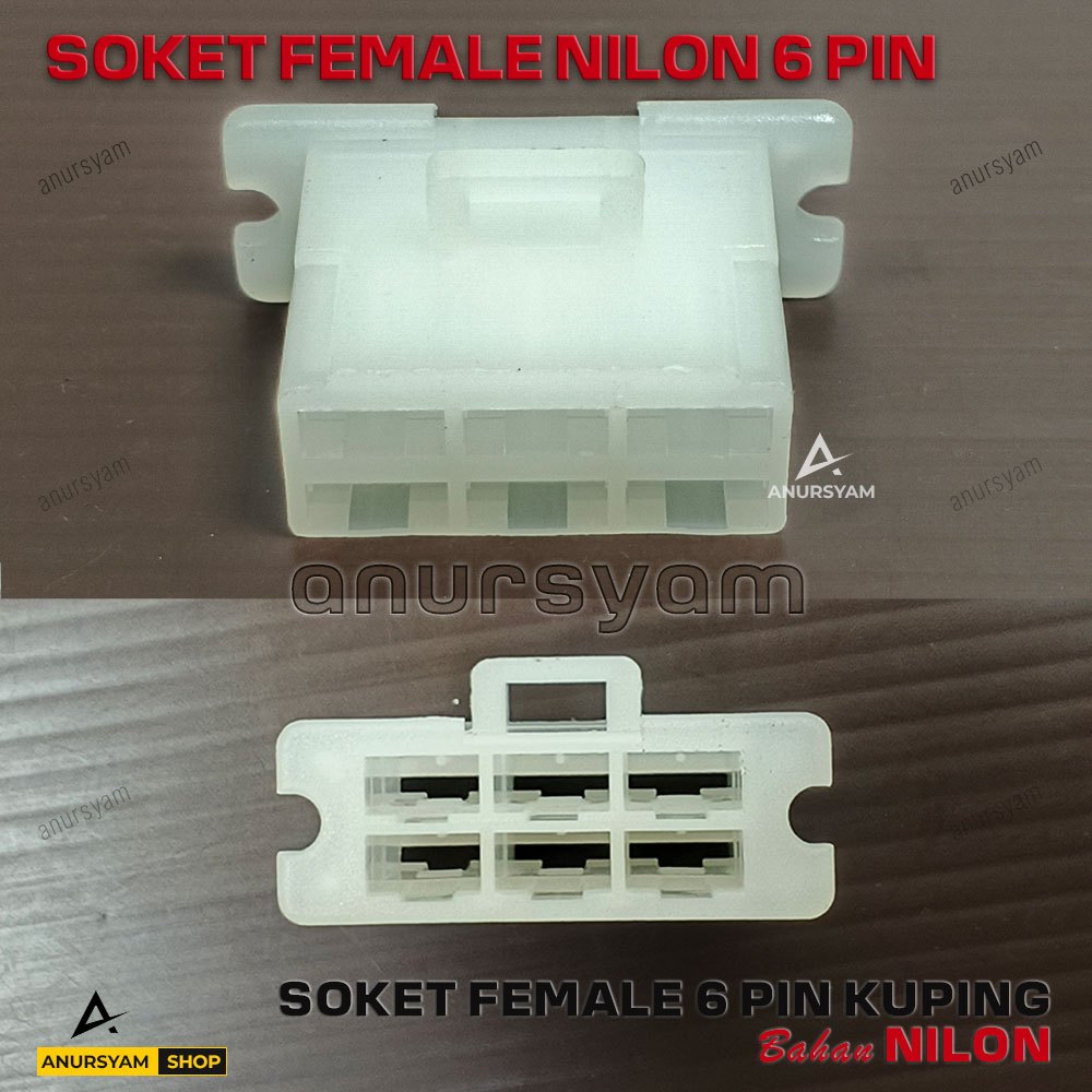 Jual Soket Female 6Pin Nilon Socket Kuping 6 play Cewe - Konektor Kabel ...