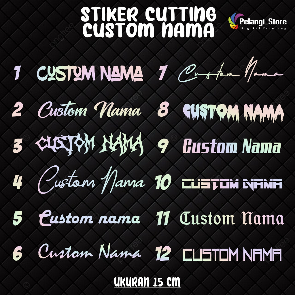 Jual CUSTOM STIKER NAMA HOLOGRAM DAN WARNA TULISAN BEBAS CUTTING ...