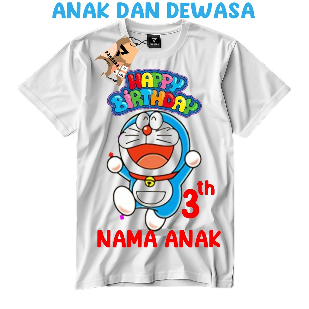 Jual Baju Kaos Happy Birthday Couple Keluarga Doraemon Lucu Kaos Ultah ...