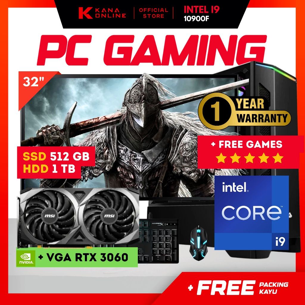 Jual PC GAMING I9 10900F HDD 1TB SSD 512GB NVME RAM 32GB VGA RTX 3060 12GB | Shopee Indonesia