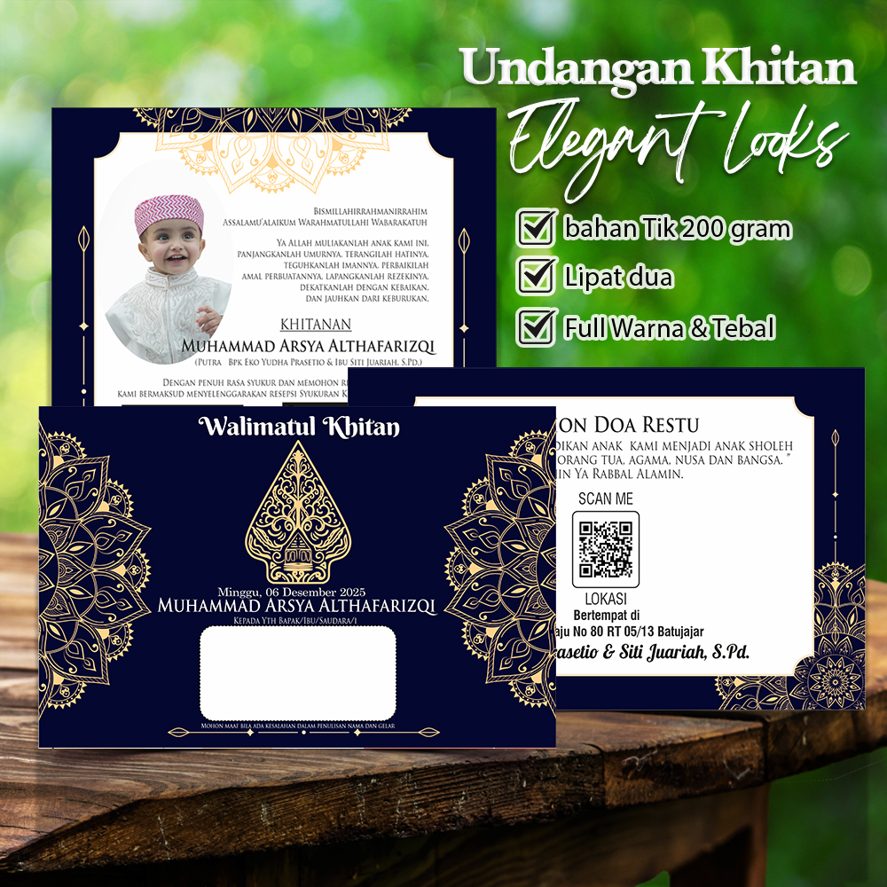 Jual isi 50 pcs Cetak undangan khitanan sunatan anak bahan tebal 200 gsm | Shopee Indonesia