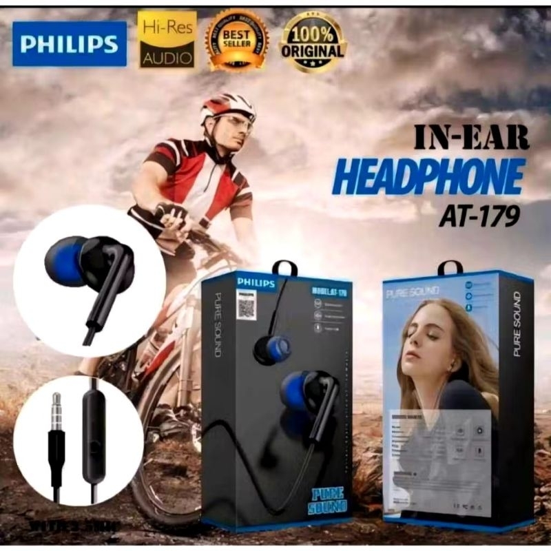 Jual HF HEADSET HANSFREE PHILIPS AT-179 HEADPHONE HEADSET SUPER EXTRA ...