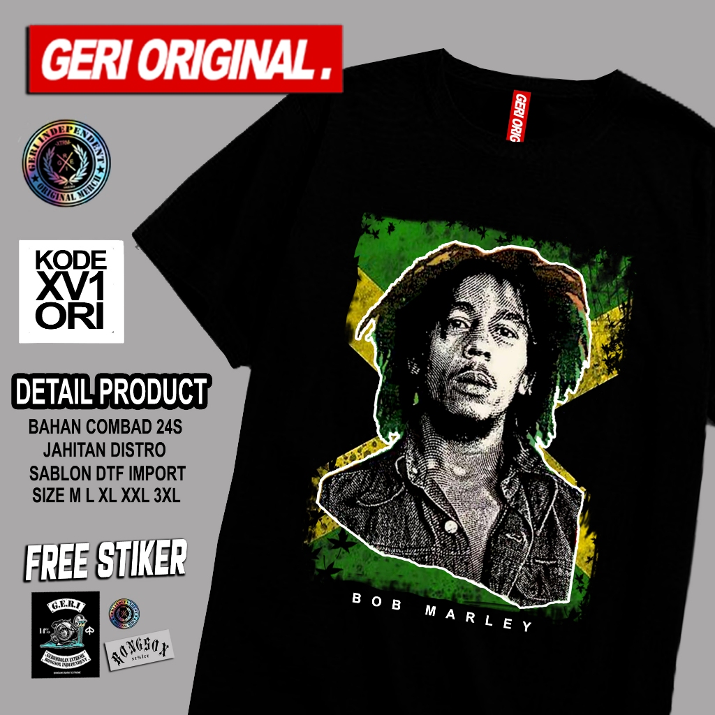 Jual KAOS GERI ORIGINAL - BOB MARLEY ODGJ HITAM | Shopee Indonesia
