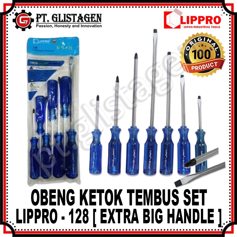 Jual LIPPRO 128 Obeng Set Obeng Tembus Obeng Ketok SET 7 PCS ORIGINAL ...