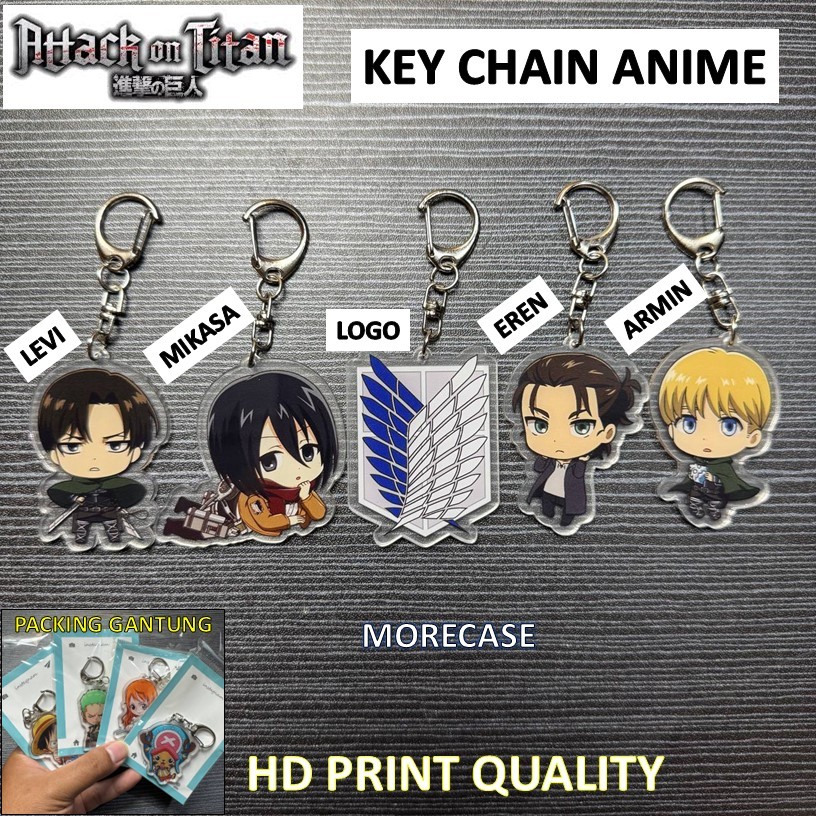 Jual KEY CHAIN ANIME AOT ATTACK ON TITAN SNK EREN LEVI MIKASA ARMIN ...