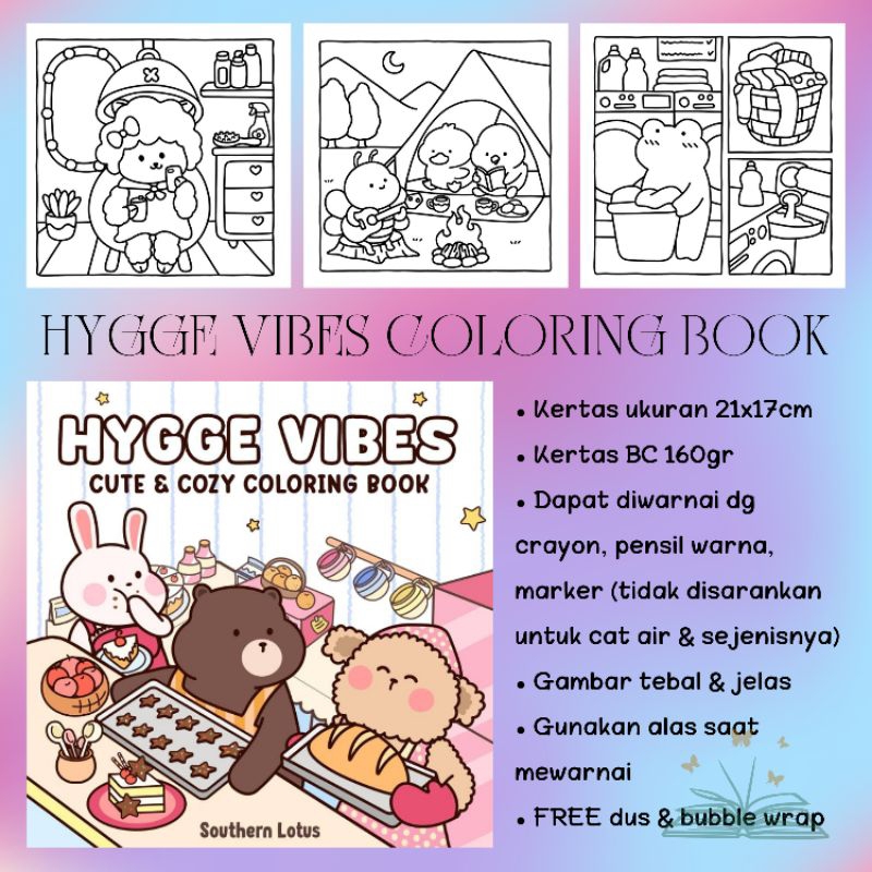 Jual Hygge Vibes Cute & Cozy Coloring Book | Shopee Indonesia
