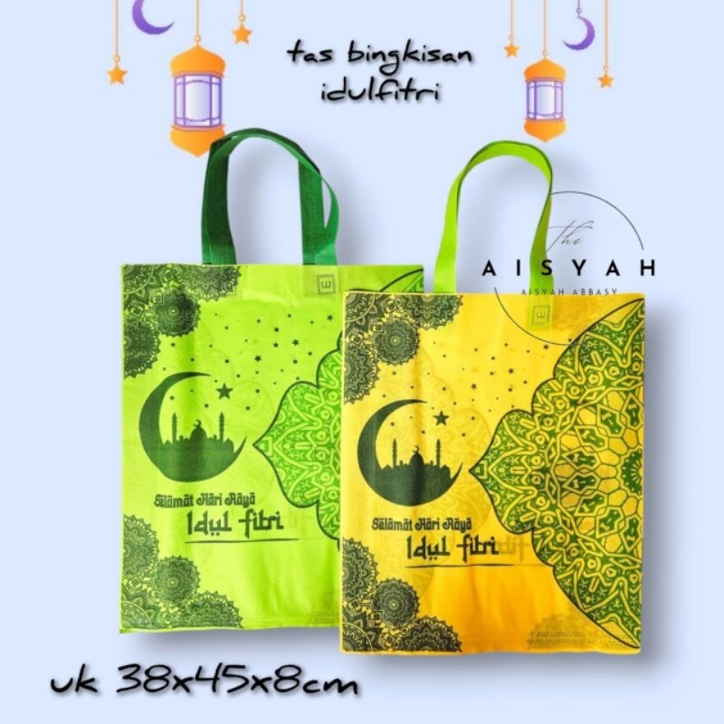 Jual Goodie Bag Spunbond/Tas Bingkisan EDISI IDUL FITRI LEBARAN 38x45x8 DESIGN 4 SISI(Per Pcs ...