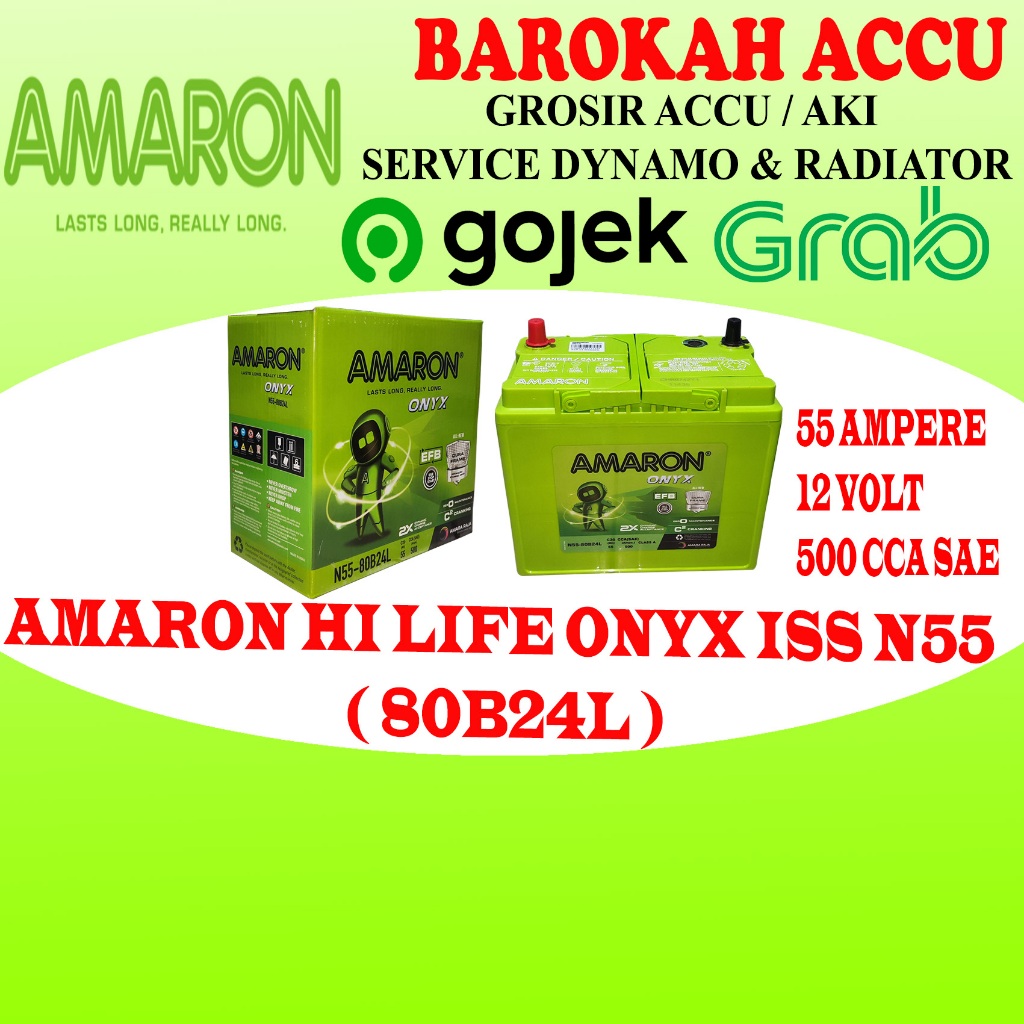 Jual AKI MOBIL AMARON HI LIFE ONYX ISS ( IDLE STOP START ) N55 - 80B24L ...