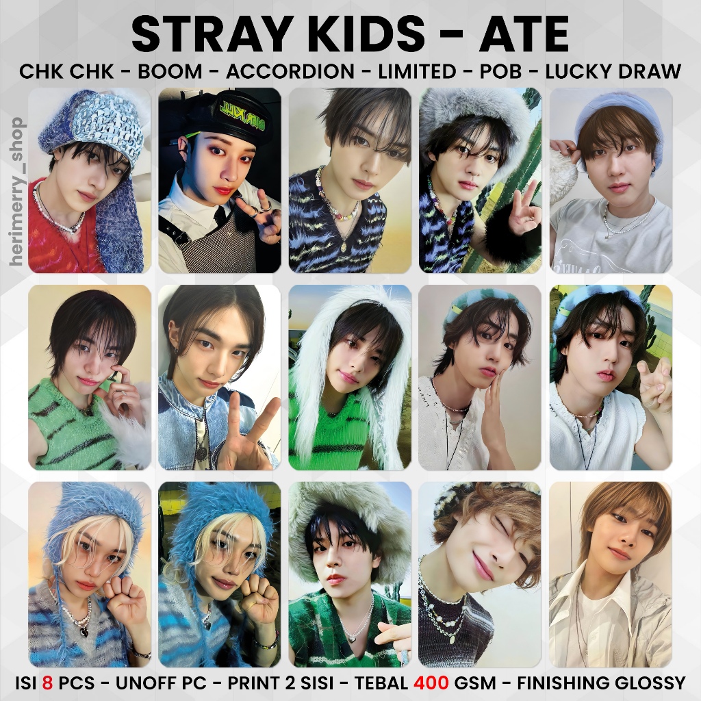 Jual (ISI 8 PCS) Photocard Stray Kids ATE - PC 2 SISI SKZ CHK CHK BOOM ...