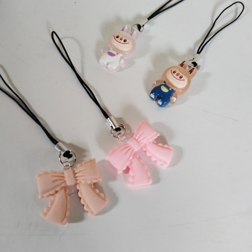 Jual [FREE BOX + GIFT] Gantungan HP Labubu Pita Pink Coklat Aksesoris ...