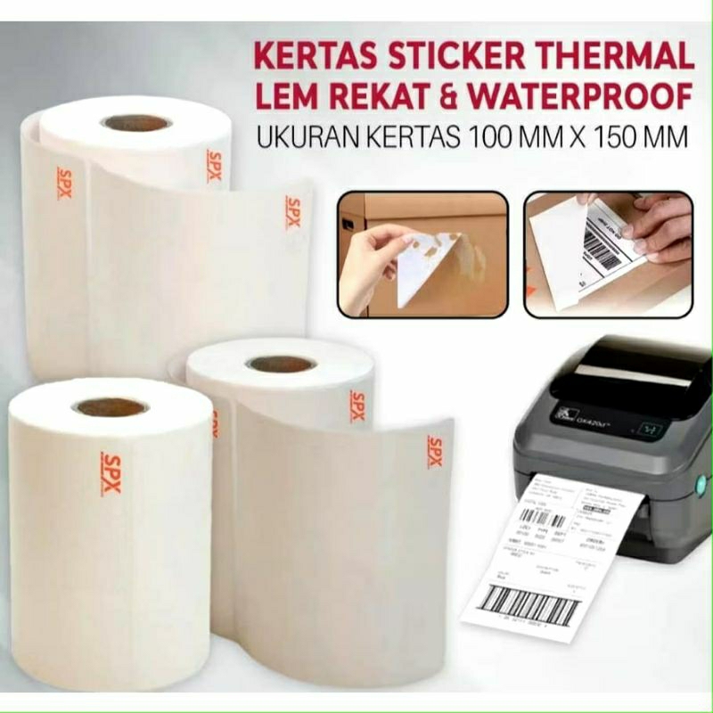 Jual Label Kertas Thermal Logo SPX Ukuran 100x150 mm Label Roll Kertas Sticker Thermal ...